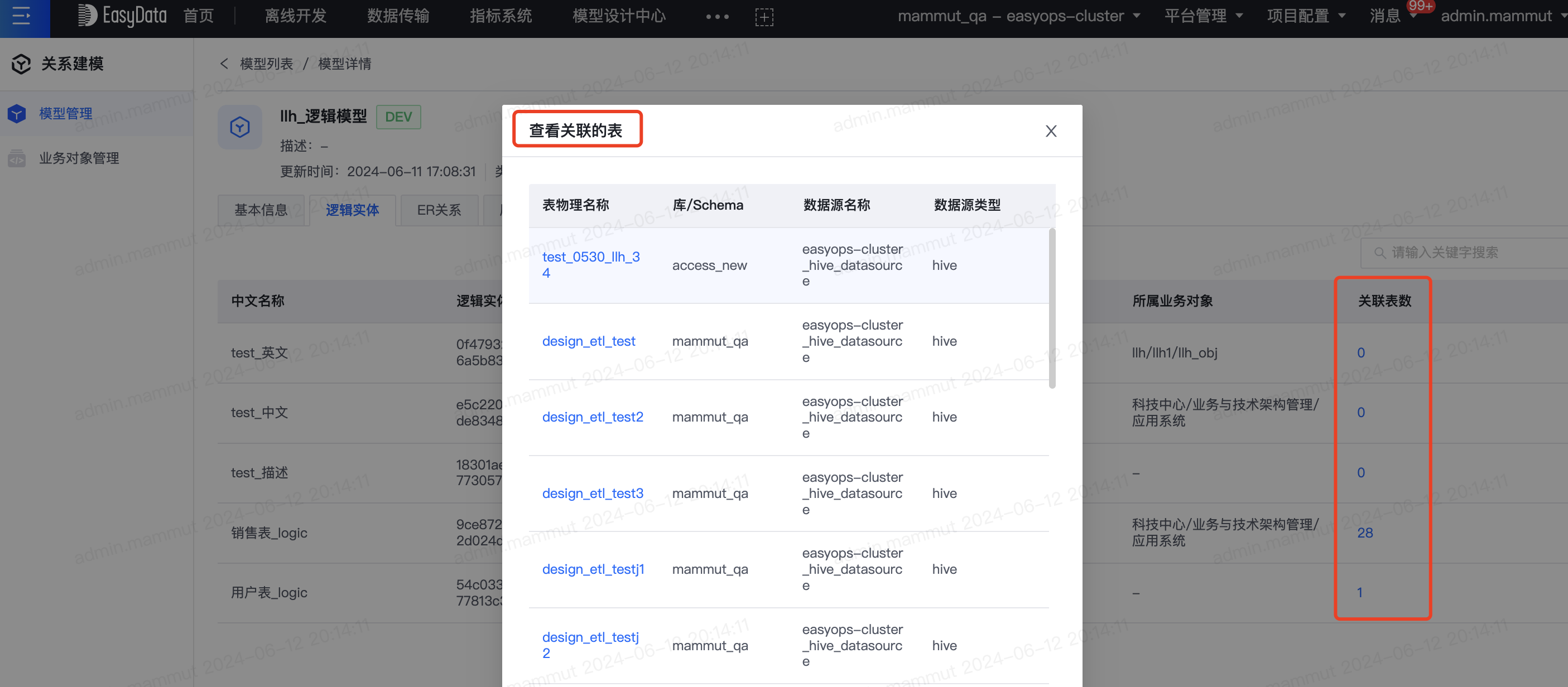 模型管理 - 模型详情 - 《数据开发与治理平台Easydata用户手册-V9.0 Update03》